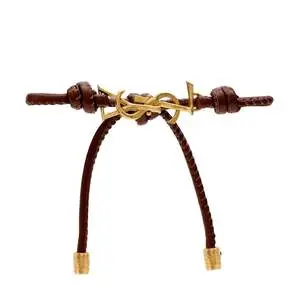 Saint Laurent Cassandre Leather Bracelet - Brown