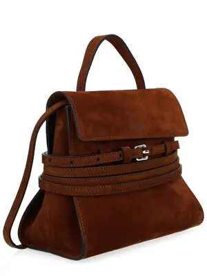 Moschino Small Suede Top Handle Bag - Brown
