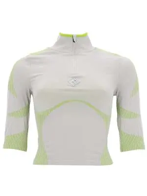 Casablanca CASABLANCA Cropped Half Zip Top With Logo Detail Gray