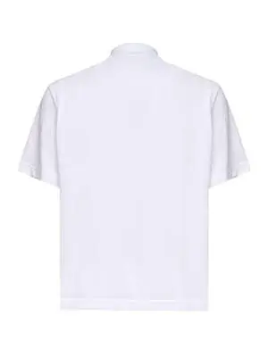 Moncler White Cotton Pique Logo Polo Shirt