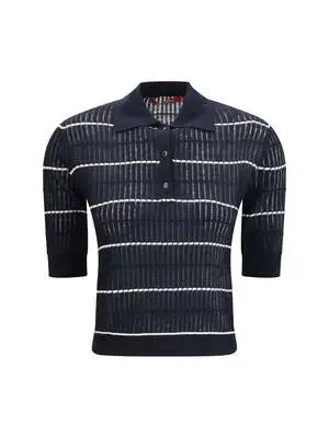 Max Mara Max Mara Studio Wool And Silk Polo Blue