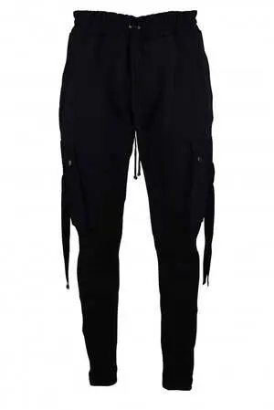 Amiri Cargo Pants With Drawstring Waist And Leather Logo Patch - Black