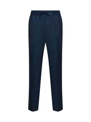 Etro Blue Wool And Linen Trousers - Multicolor