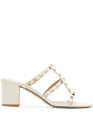 Valentino Garavani Rockstud Leather Block Heel Sandals - Multicolor