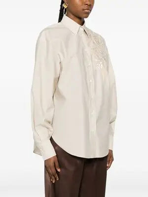 Brunello Cucinelli Embroidered Cotton Shirt - Multicolor