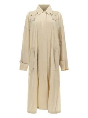 Sportmax Long Hooded Raincoat - Cream