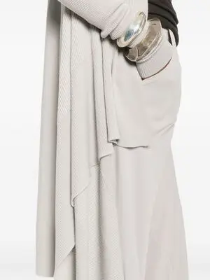 Rick Owens Grey Ribbed Knit Draped Cardigan