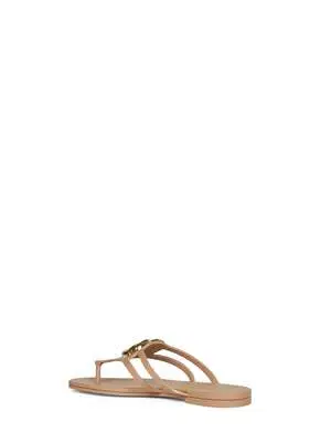 Dolce & Gabbana Powder Pink Rubber Logo Thong Sandals - Multicolor