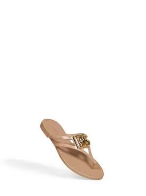 Dolce & Gabbana Powder Pink Rubber Logo Thong Sandals - Multicolor