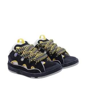 LANVIN Curb Sneakers With Leather And Suede Details - Blue