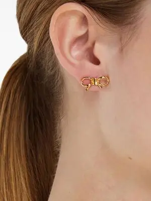 FERRAGAMO Gold-tone Bow Motif Stud Earrings - Multicolor