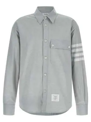 Thom Browne Thom Browne Men '4Bar' Flannel Shirt Gray