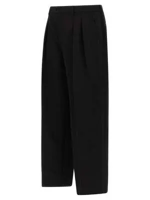 Dolce & Gabbana Wool Gabardine Trousers With Satin Side Bands