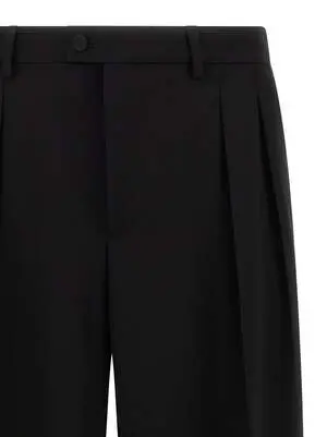 Dolce & Gabbana Wool Gabardine Trousers With Satin Side Bands