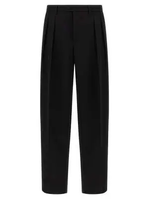 Dolce & Gabbana Wool Gabardine Trousers With Satin Side Bands - Black