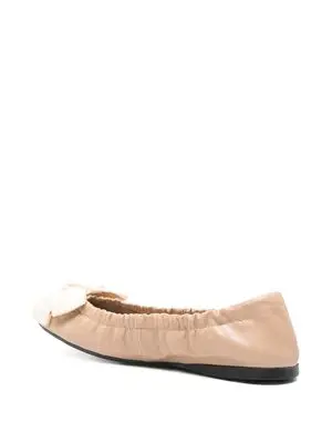 Prada Leather Ballet Flats With Bow Detailing - Multicolor