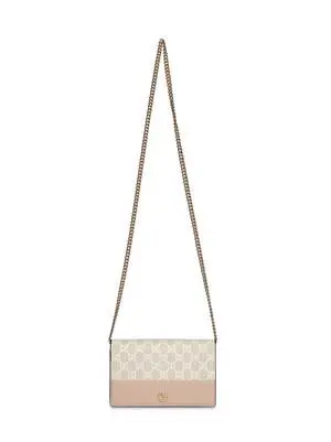 Gucci Beige And White Gg Marmont Wallet On Chain