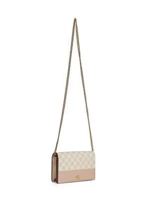 Gucci Beige And White Gg Marmont Wallet On Chain