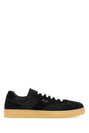 Prada Suede And Re-nylon Lace-up Sneakers - Black