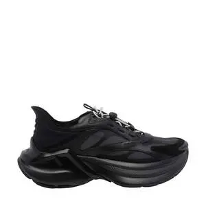 Fendi Fabric And Calf Leather F-light Sneakers With Platform Sole - Black