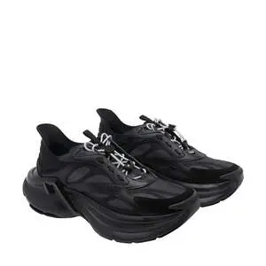 Fendi Fabric And Calf Leather F-light Sneakers With Platform Sole - Black