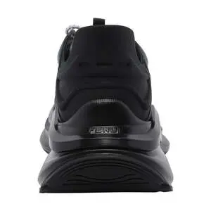 Fendi Fabric And Calf Leather F-light Sneakers With Platform Sole - Black