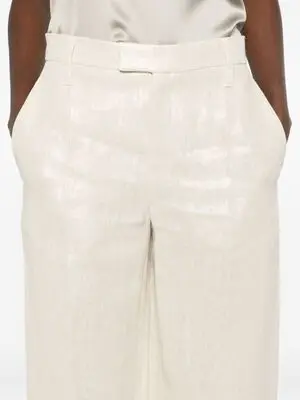 Brunello Cucinelli Beige Linen Trousers - Multicolor