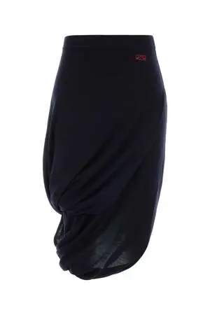 Loewe Dark Wool Blend Draped Skirt - Blue