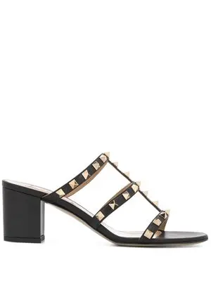 Valentino Garavani Rockstud Leather Block Heel Sandals - Multicolor