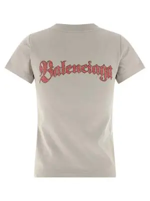Balenciaga Logo Print Cotton T-shirt - Gray