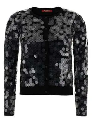 Max Mara Necton Wool Knit Sequin Cardigan - Black