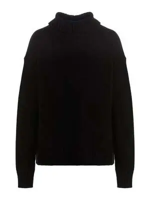 JIL SANDER Cashmere Blend High Neck Sweater - Black