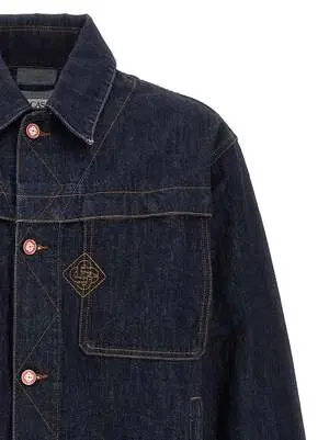 Casablanca Denim Jacket With Contrast Stitching And Logo Embroidery