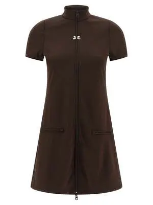 COURREGES Interlock Tracksuit Mini Dress - Brown