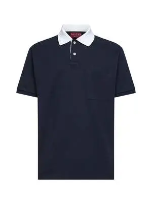 Gucci Blue Stretch Cotton Pique Polo Shirt
