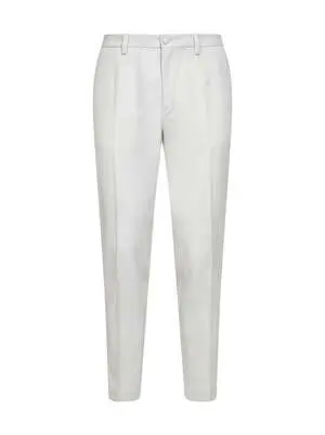 Dolce & Gabbana Light Beige Wool Poplin Trousers - Multicolor