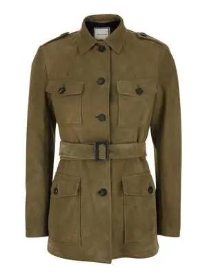 Tagliatore Single-breasted Leather Jacket With Belt - Multicolor