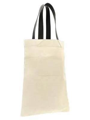JIL SANDER Large Canvas Shopper With Leather Handles - Multicolor