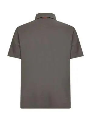 Zegna Dark Beige Cotton Pique Polo Shirt With Chest Pocket - Multicolor
