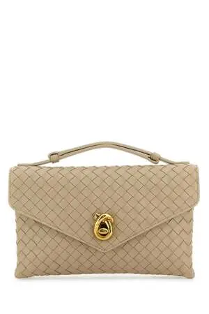 Bottega Veneta Beige Leather Knot Lock Handbag - Brown