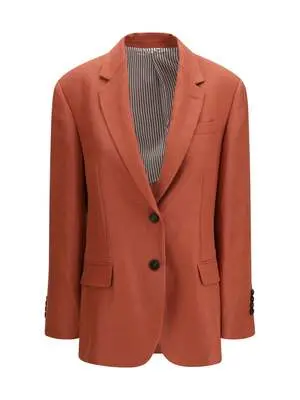 Brunello Cucinelli Single-breasted Linen Blazer - Red