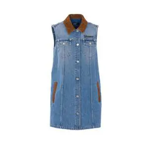 Versace Flared Denim Dress With Logo - Blue