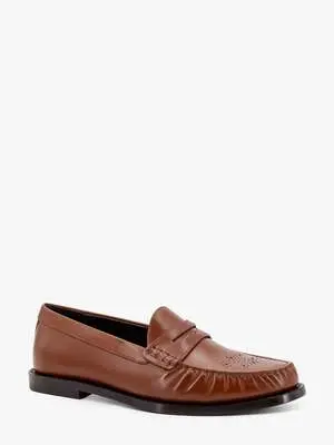 Celine Vivienne Leather Loafer With Perforated Triomphe Logo - Multicolor