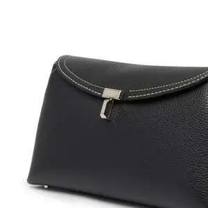 TOTEME T-lock Clutch Bag In Textured Leather - Black
