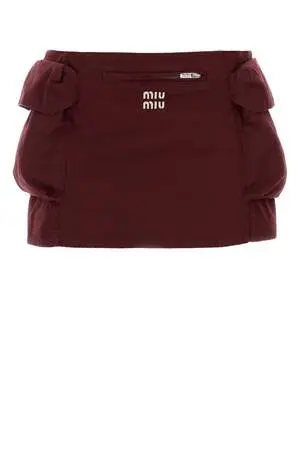 Miu Miu Burgundy Cotton Mini Skirt