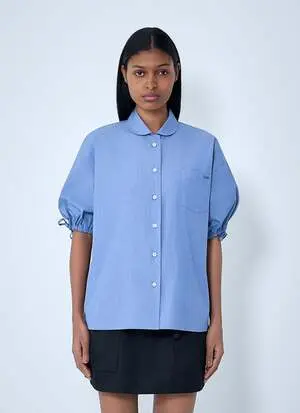 Prada Fil-à-fil Gathered Short Sleeve Shirt
