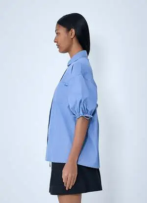 Prada Fil-à-fil Gathered Short Sleeve Shirt