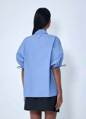 Prada Fil-à-fil Gathered Short Sleeve Shirt