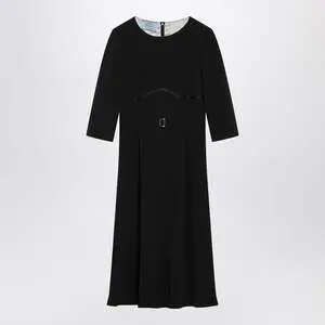 Prada Silk-blend Crew Neck Dress - Black
