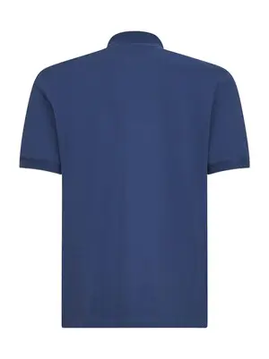 Brunello Cucinelli Avio Blue Cotton Pique Logo Polo Shirt